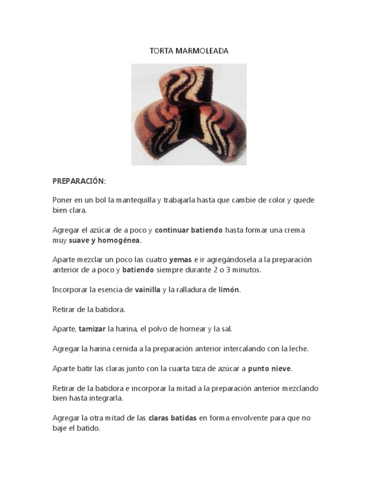 Preparación Torta Marmoleada | PDF