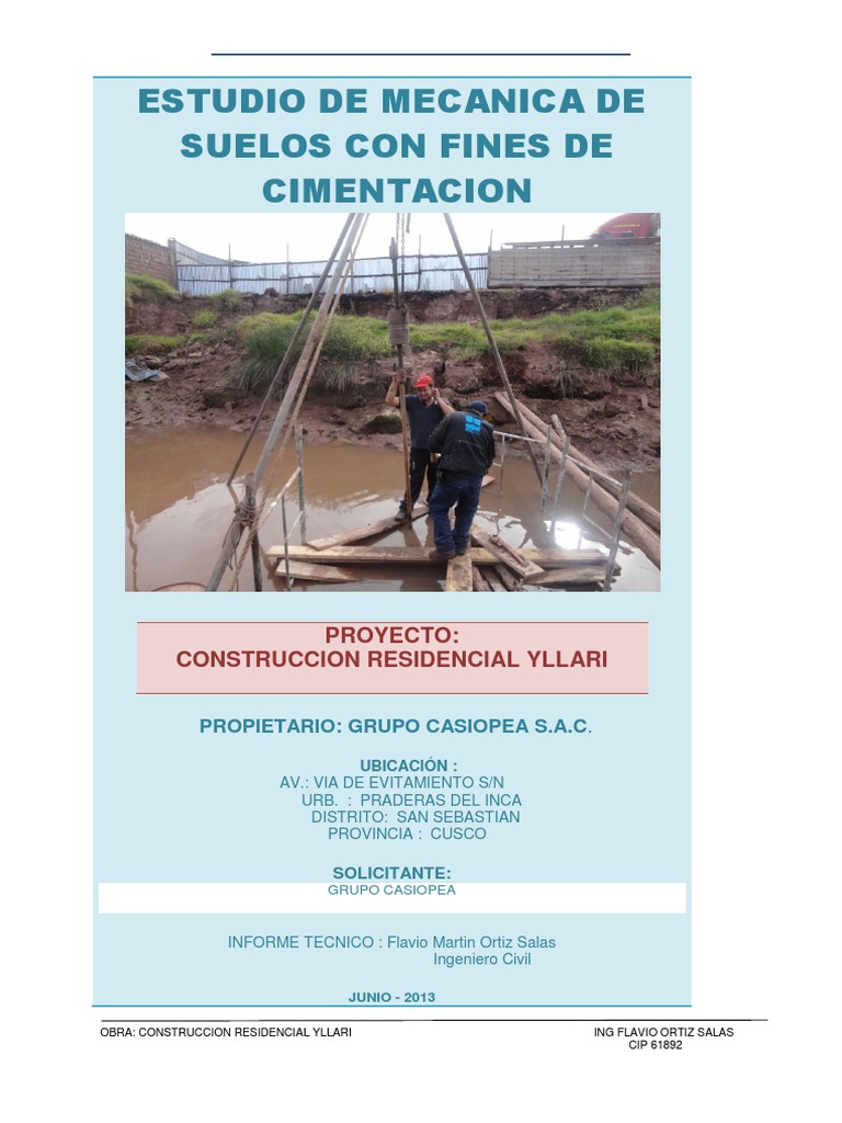 Estudio de Mecánica de Suelos para la Cimentación de la Construcción Residencial Yllari en Cusco ...