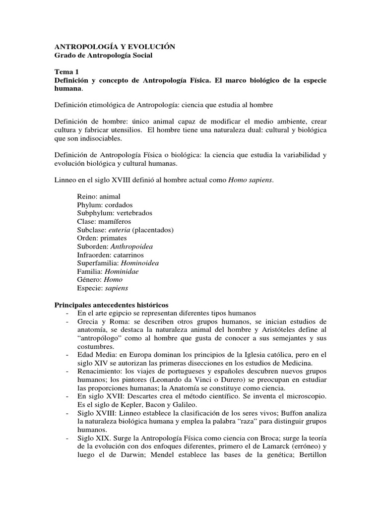 Antrop 1 | PDF | Antropología | Evolución