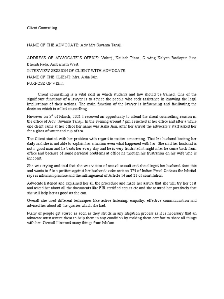 Client Counseling | PDF