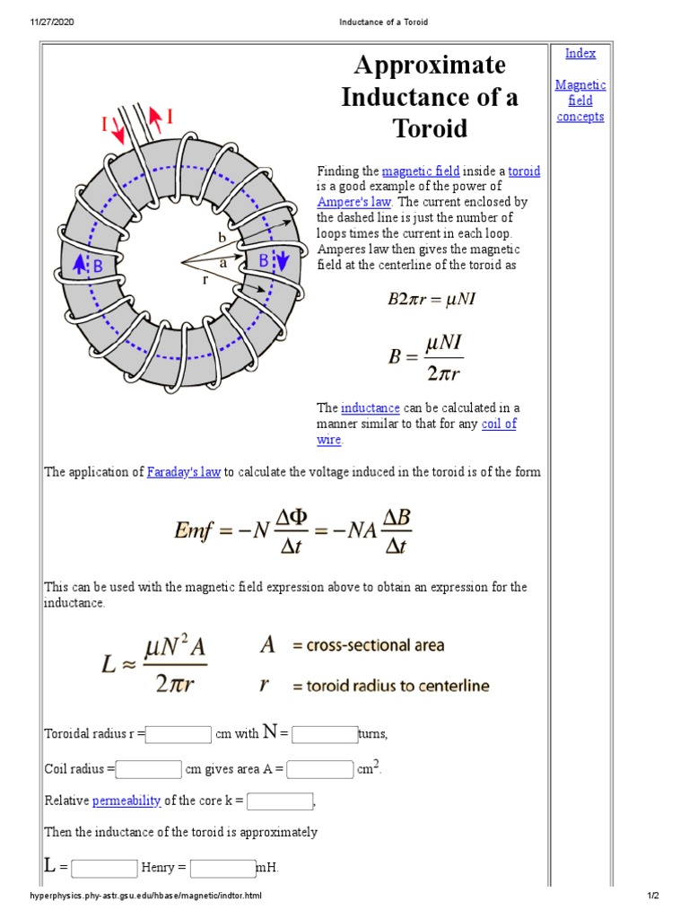Inductance of A Toroid | PDF | Inductance | Inductor