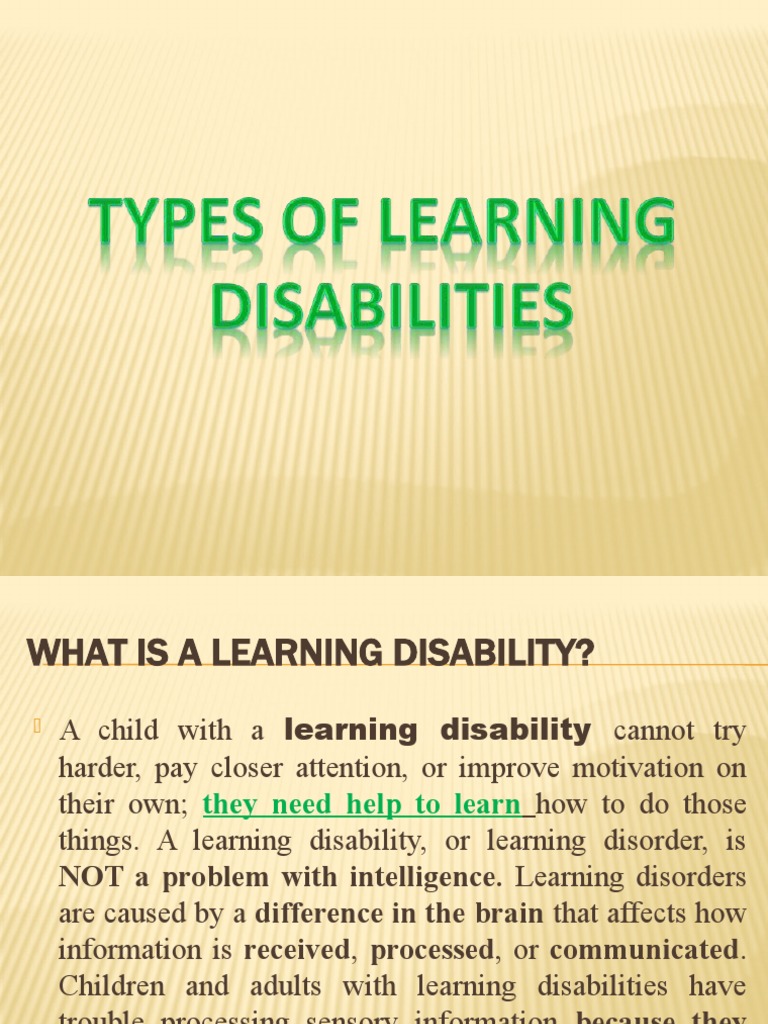 Types of Learning Disability | PDF | Learning Disability | Dyslexia
