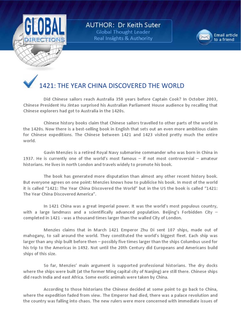 1421 - The Year China Discovered The World - Gavin Menzies | PDF ...
