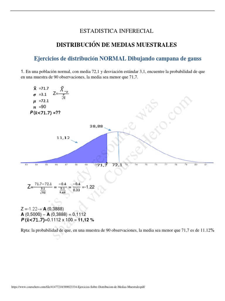 Ejercicios Sobre Distribucion de Medias Muestrales PDF | PDF | Análisis de los datos | Análisis ...