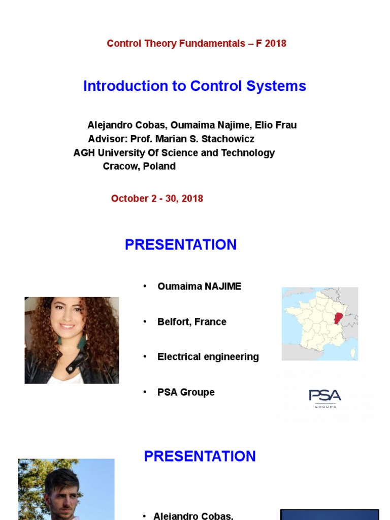 Introduction To Control Systems: Control Theory Fundamentals - F 2018 ...