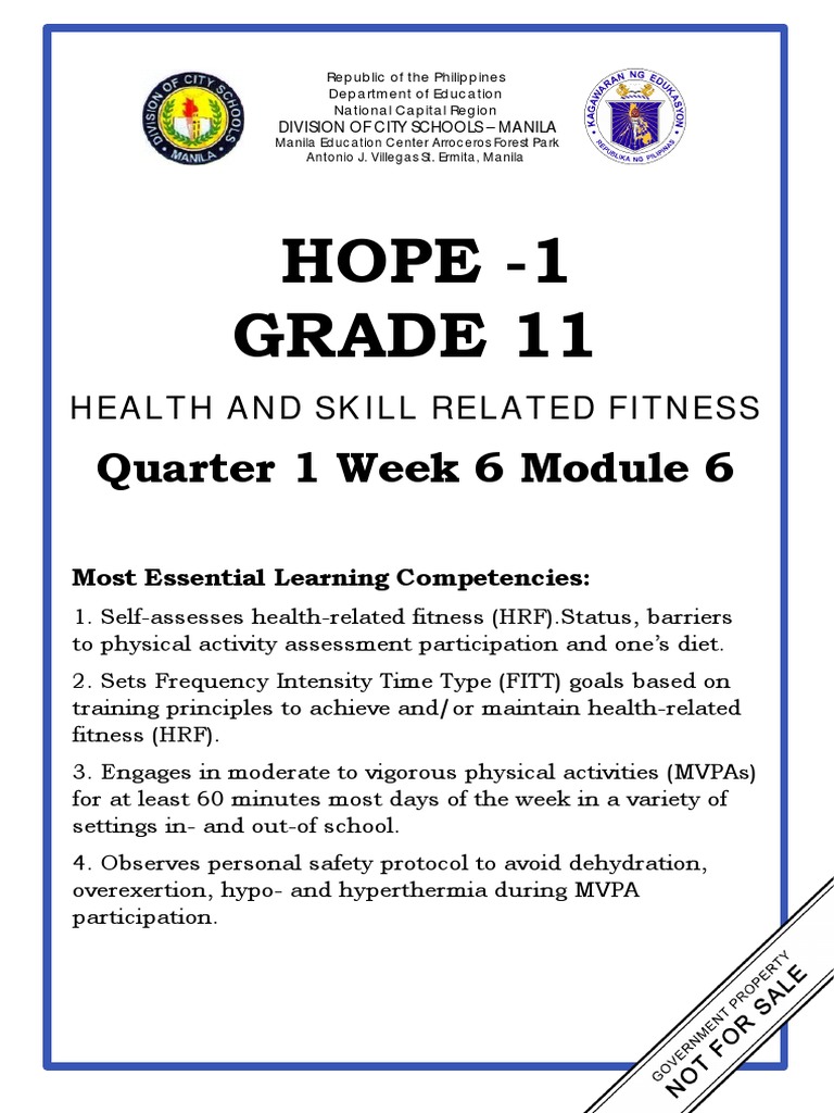Hope - 1 Grade 11: Quarter 1 Week 6 Module 6 | PDF | Physical Fitness ...