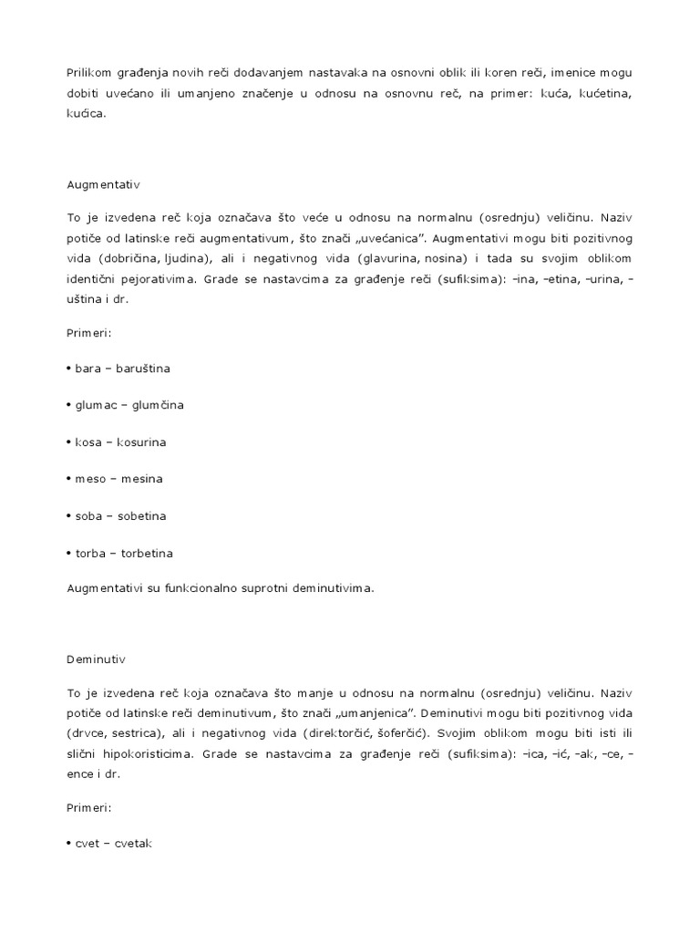 Augmentativ I Deminutiv | PDF