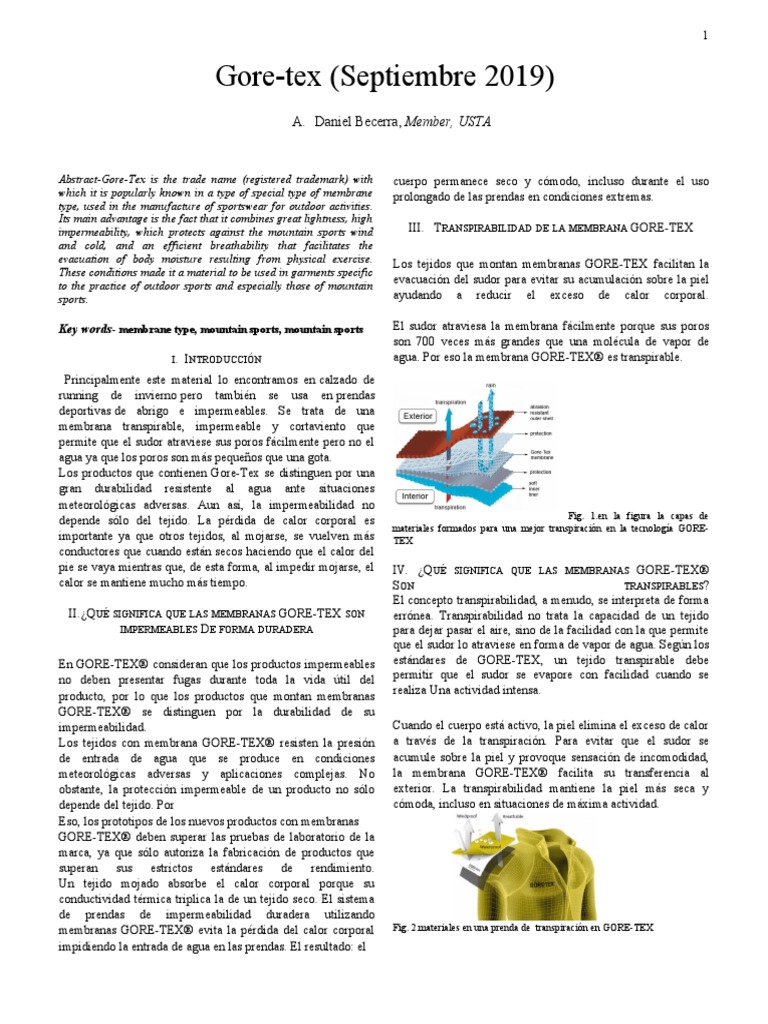 Paper Gore-Tex | PDF | Materiales | Ropa