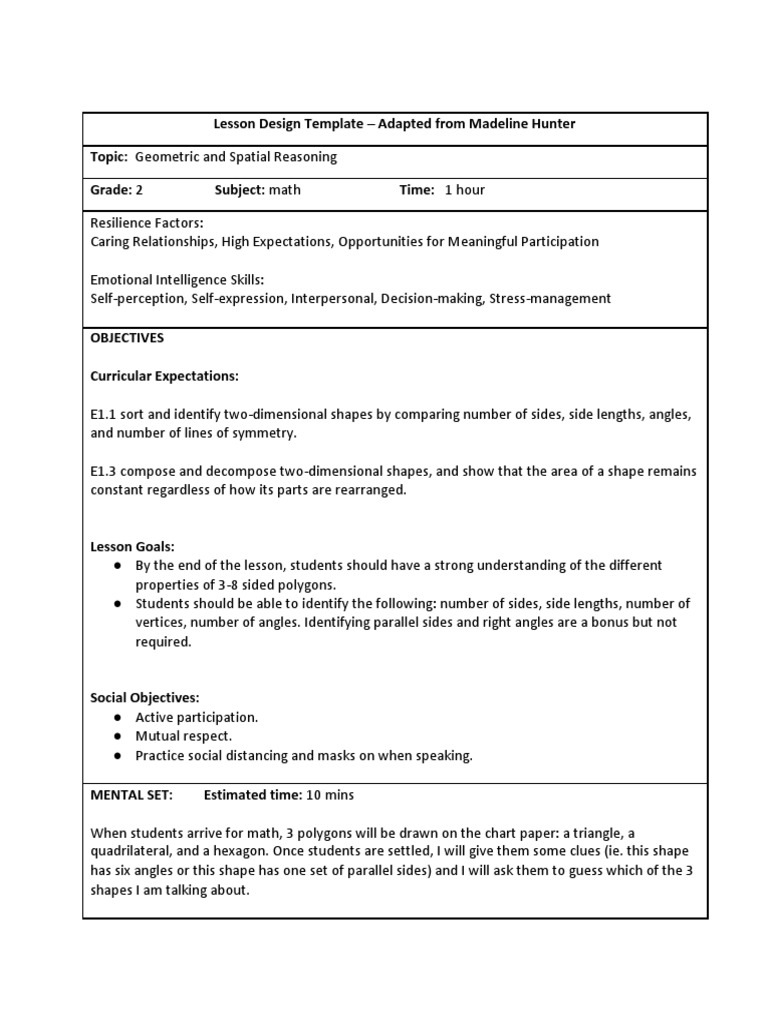 Geoboard Gems Lesson Plan | PDF | Shape | Polygon