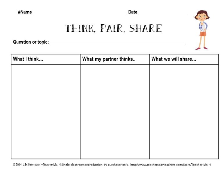Think Pair Share Graphic Organizer Free | PDF