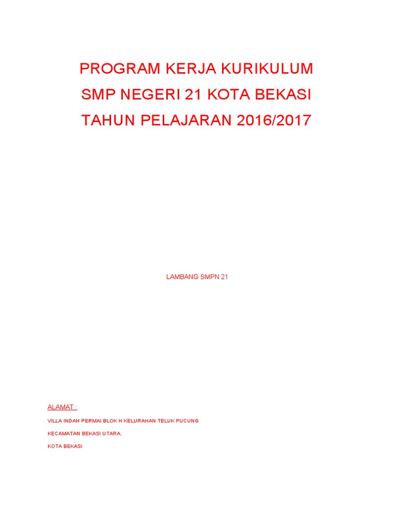 Program Kerja Kurikulum | PDF