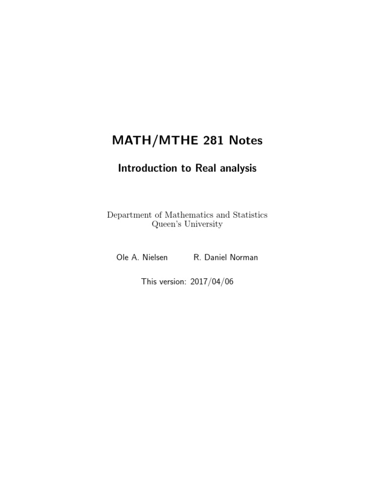 Introduction To Real Analysis | PDF