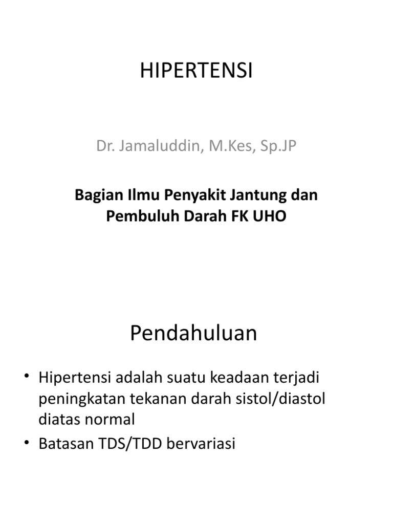 Hipertensi: Dr. Jamaluddin, M.Kes, SP - JP | PDF | Dash Diet | Hypertension