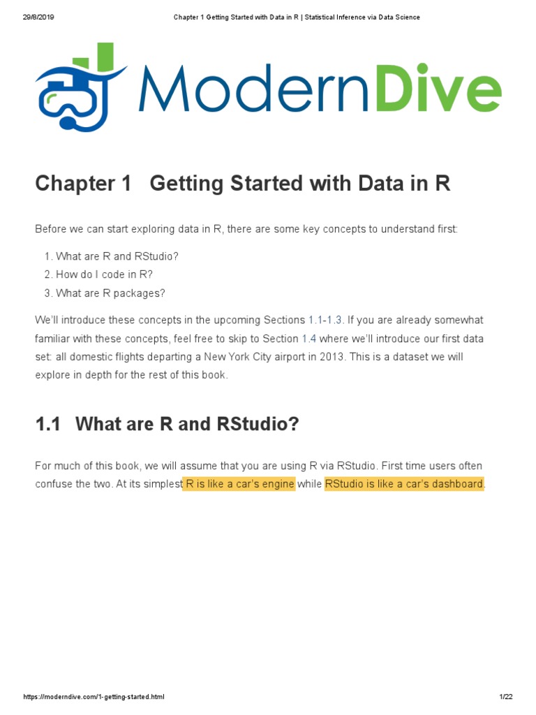 Chapter 1 Getting Started With Data in R - Statistical Inference Via ...