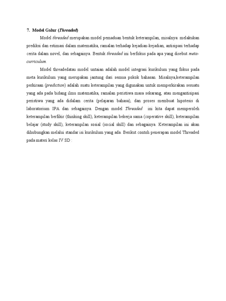 Model Galur (Threaded) : Curriculum | PDF