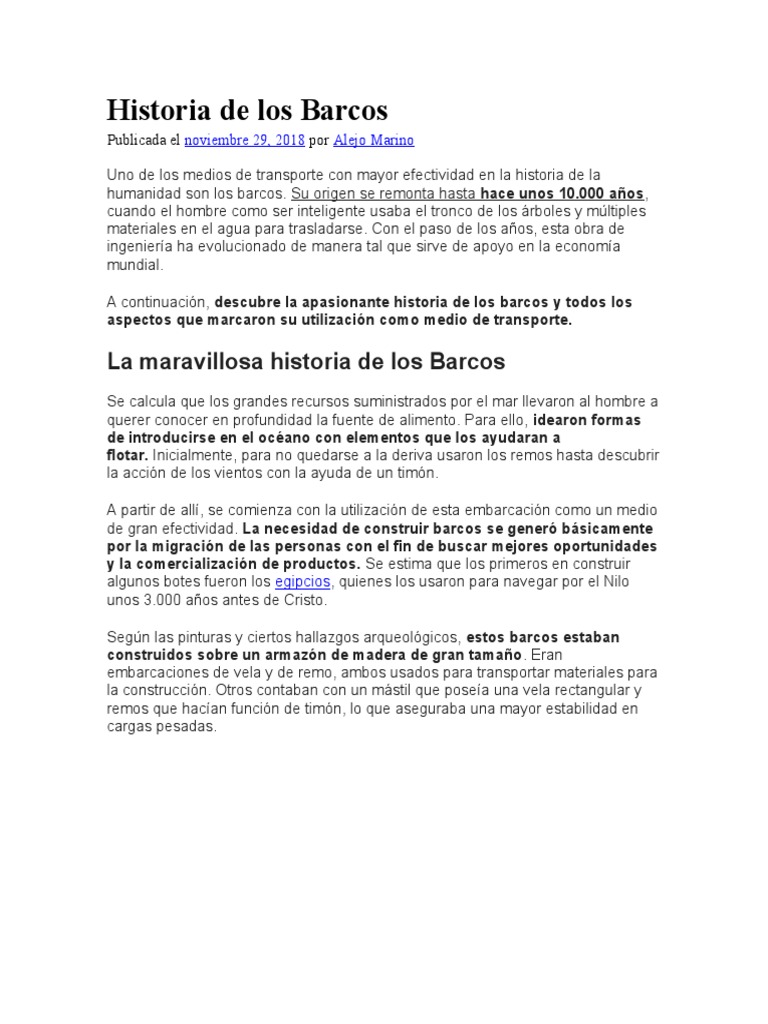 Historia de Los Barcos | PDF | Barcos | Timón