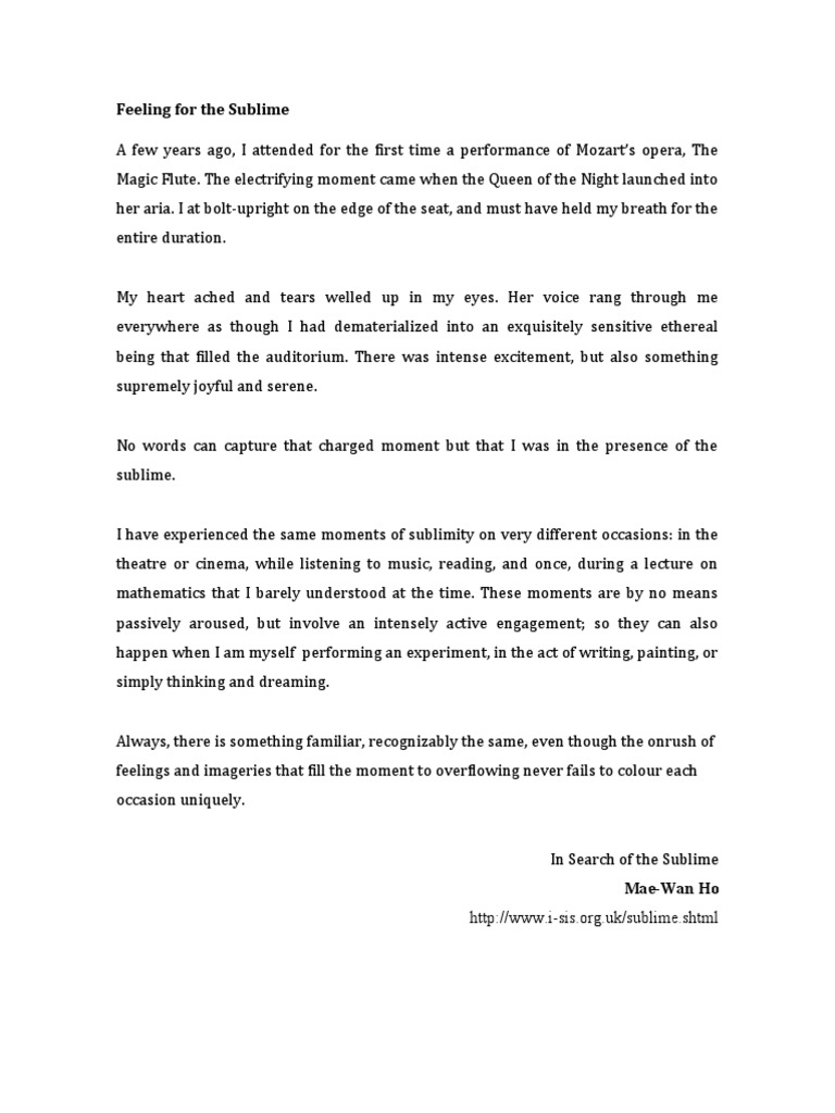 Feeling For The Sublime | PDF | Poetry