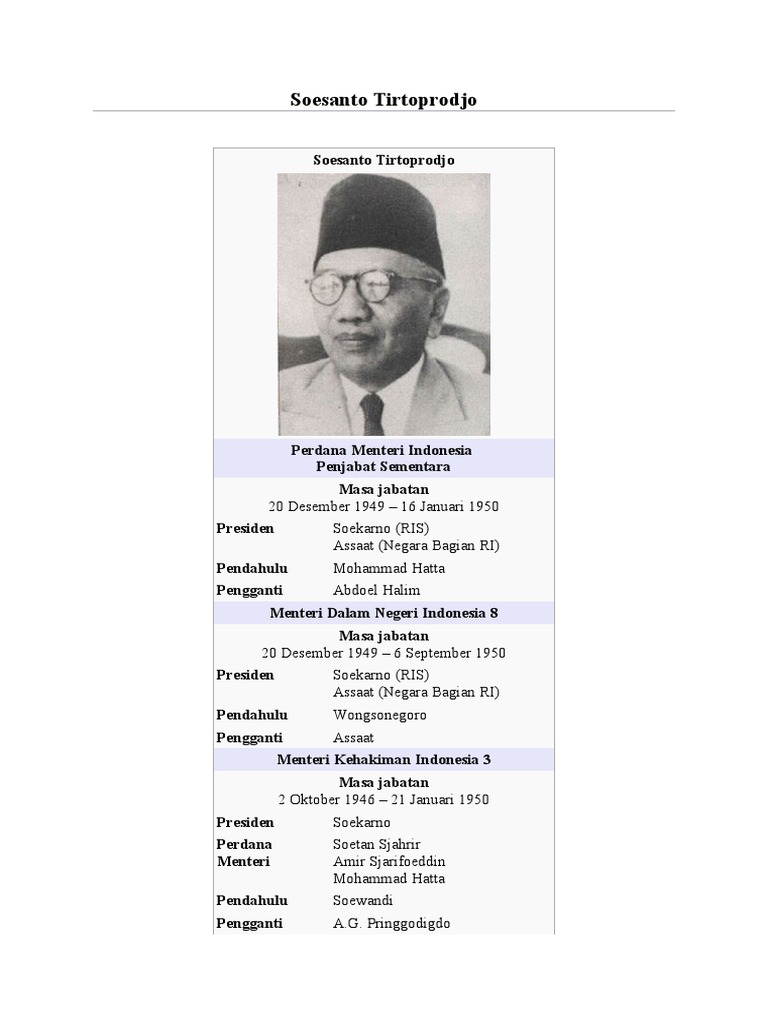 Biografi Soesanto Tirtoprodjo | PDF
