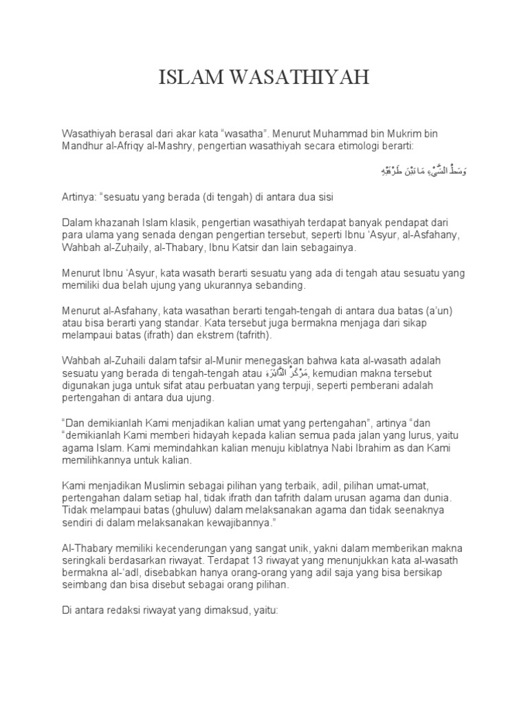 Prinsip dan Makna Islam Wasathiyah | PDF | Filsafat