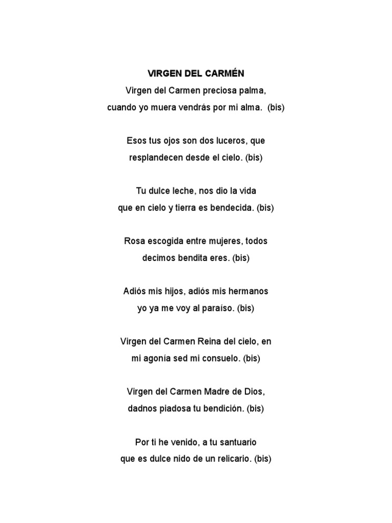 Himnos religiosos dedicados a la Virgen del Carmen y San Jerónimo | PDF