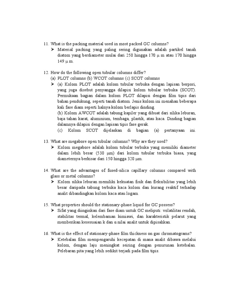 What Is The Packing Material Used in Most Packed GC Columns | PDF