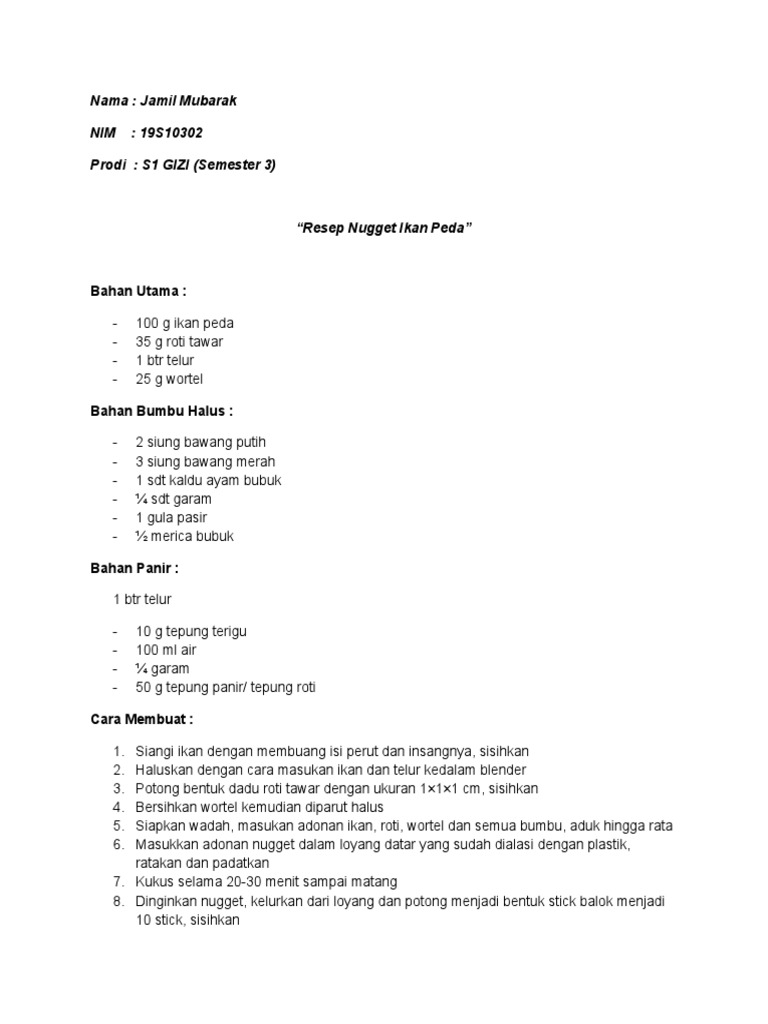 Resep Nugget Ikan Peda | PDF