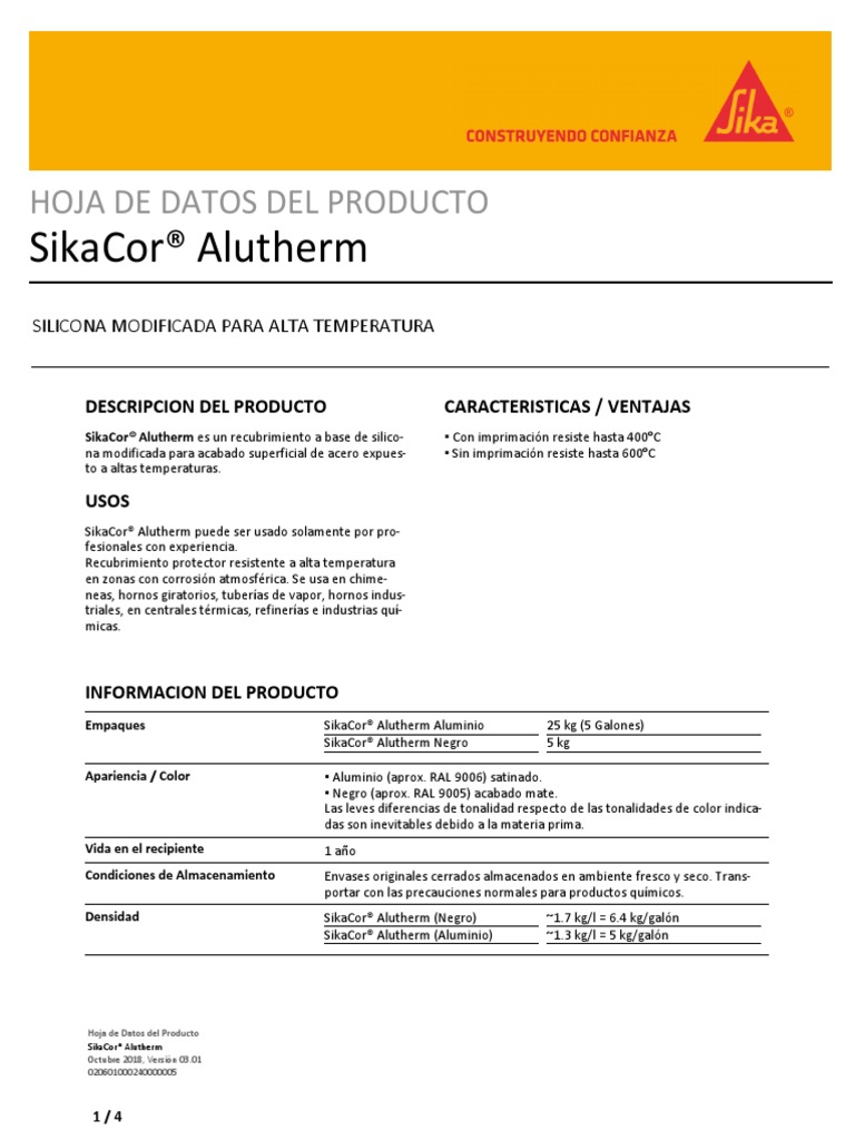 Sikacor Alutherm | PDF | Aluminio | Ciencias fisicas