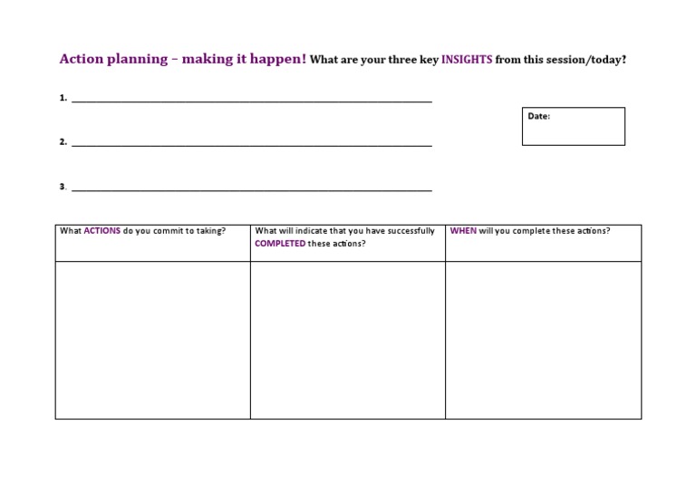 Action Planning - Making It Happen!: What Are Your Three Key From This ...