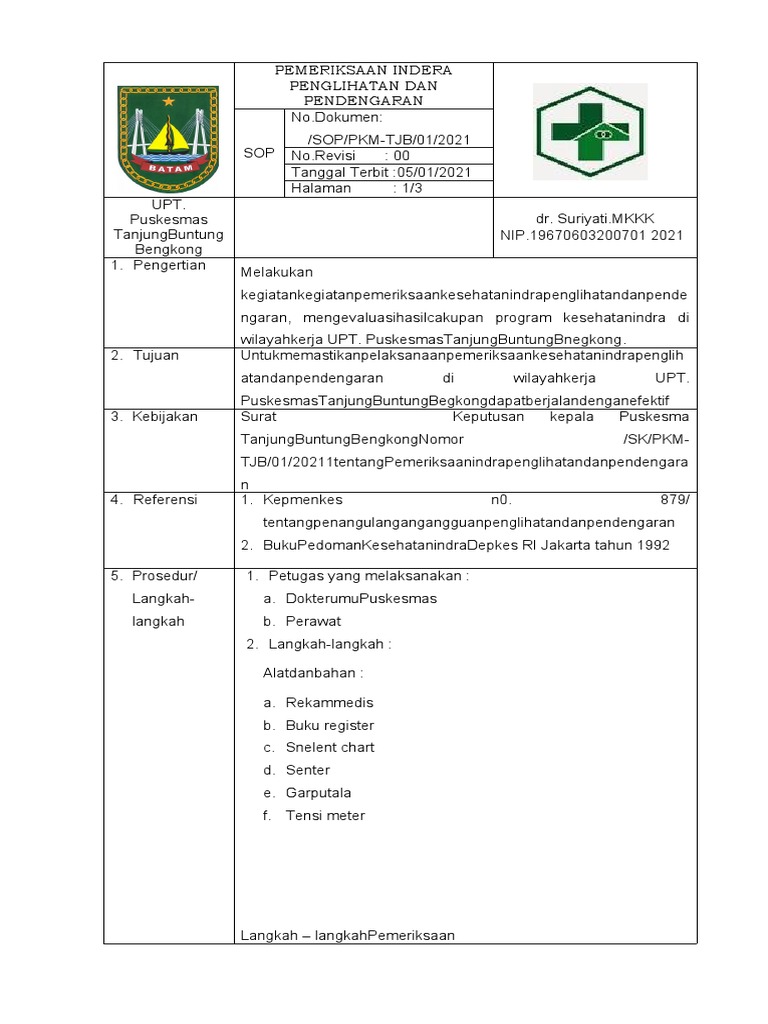 SOP PEMERIKSAAN Indra VE 2021 | PDF