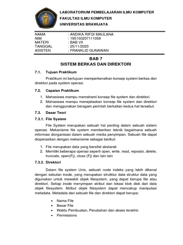 Sisop - Andika Rifqi Maulana - Bab7 | PDF