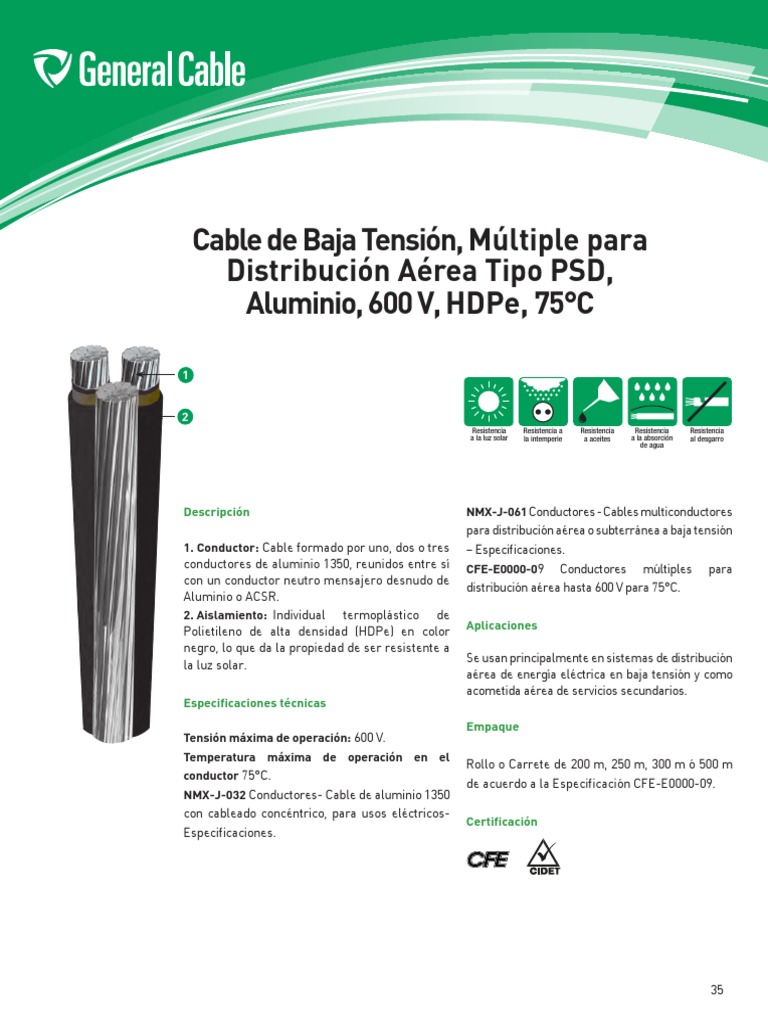 Cable Neutranel MR Aa Acsr | PDF | Aluminio | Resistencia Eléctrica y ...