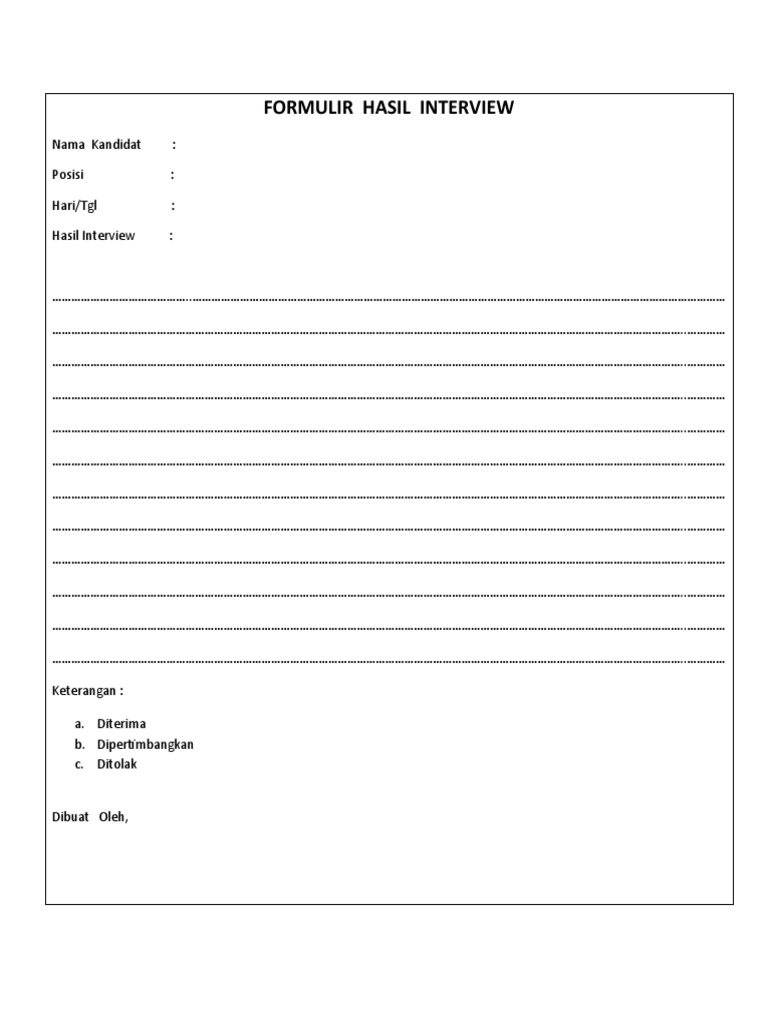 Formulir Hasil Interview Karyawan | PDF