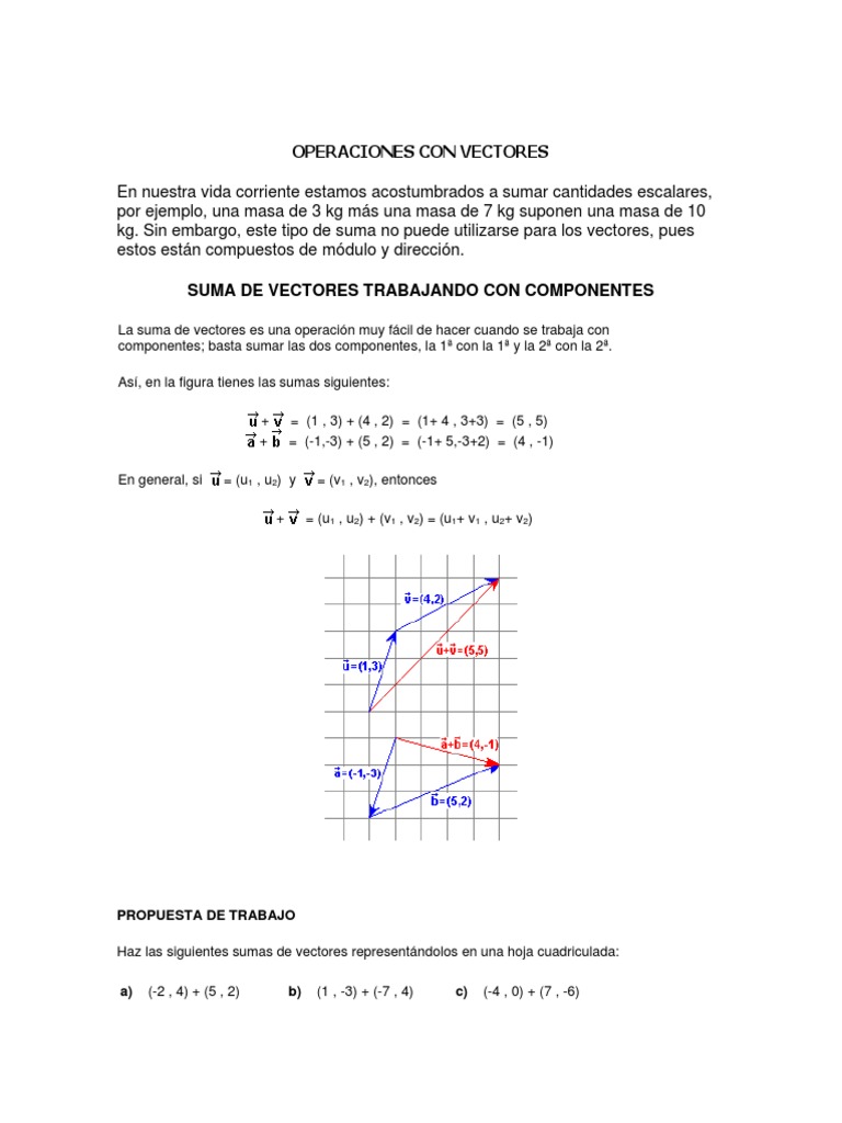 6 Operaciones Con Vectores X | PDF | Vector Euclidiano | Funciones ...