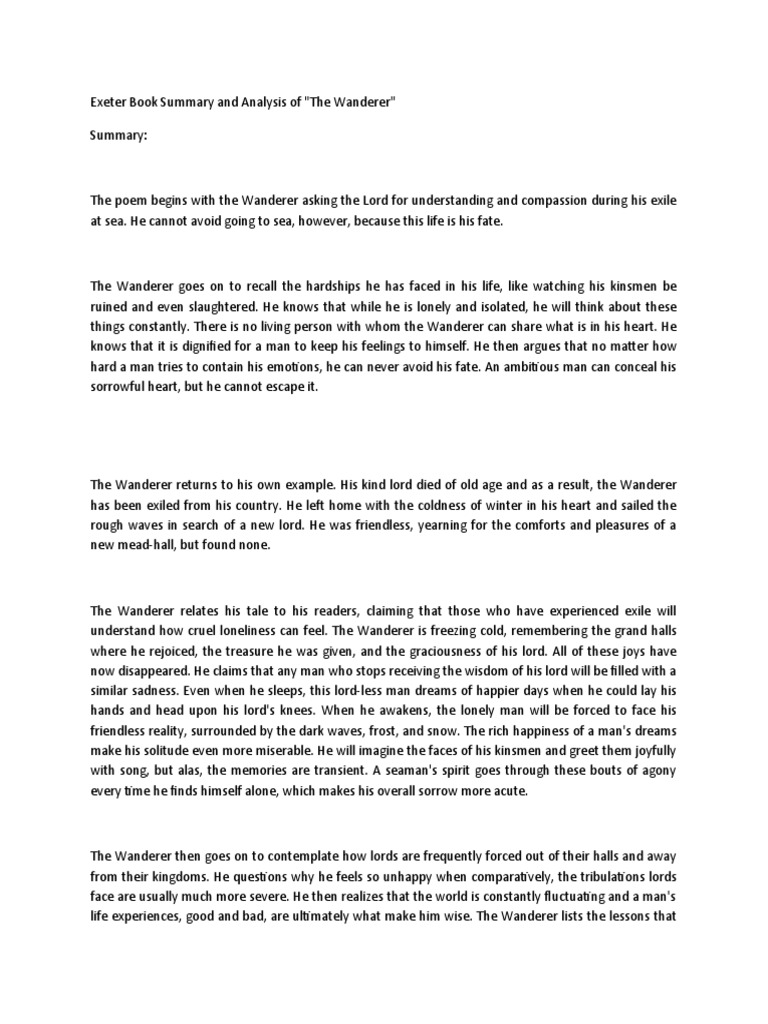 Summary and Analysis of The Wanderer | PDF | Poetry