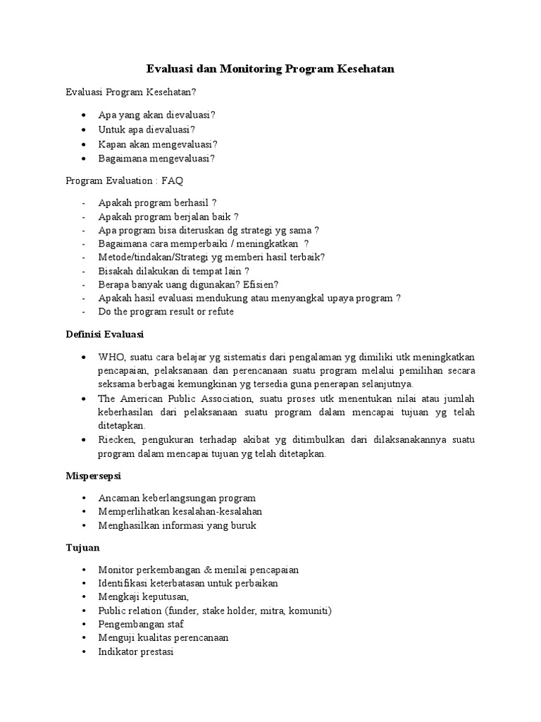 Evaluasi Program Kesehatan | PDF
