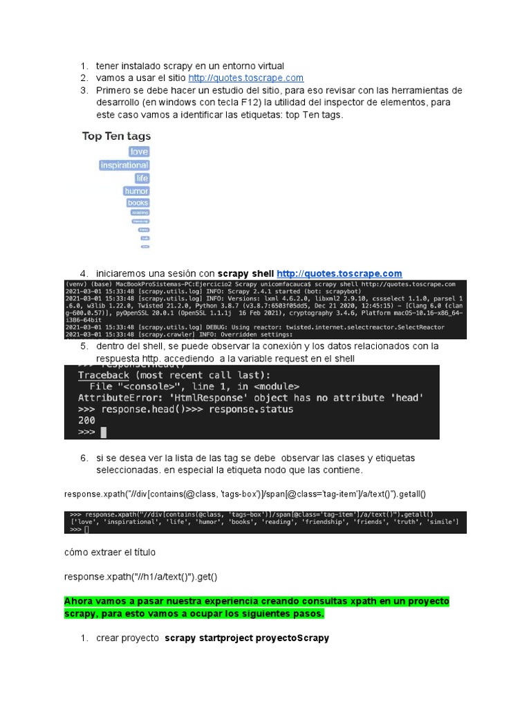 Scrapy | PDF | X camino | Desarrollo de software