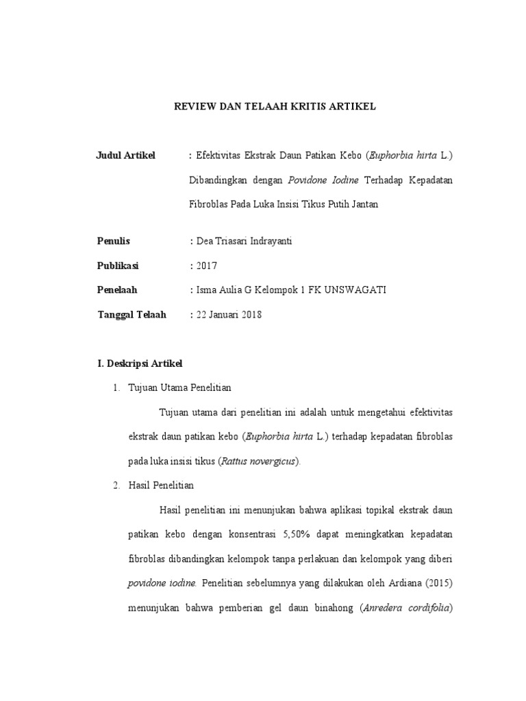 Review Dan Telaah Kritis Artikel - Print | PDF