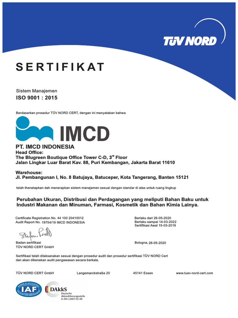Certificate ISO 9001 Indonesian Version | PDF | Teknologi & Rekayasa