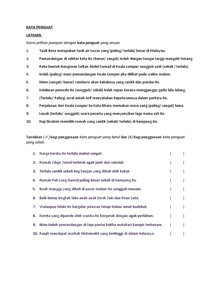 Latihan Kata Penguat | PDF