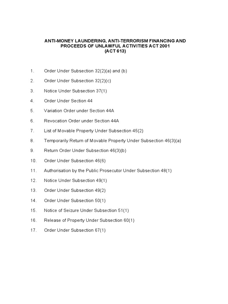 AMLA Forms - FinalDraft20160128 | PDF | Terrorism Financing | Money ...
