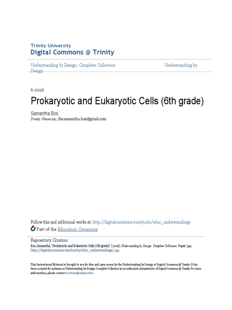 Prokaryotic and Eukaryotic Cells (6th Grade) | PDF | Prokaryote | Cell ...