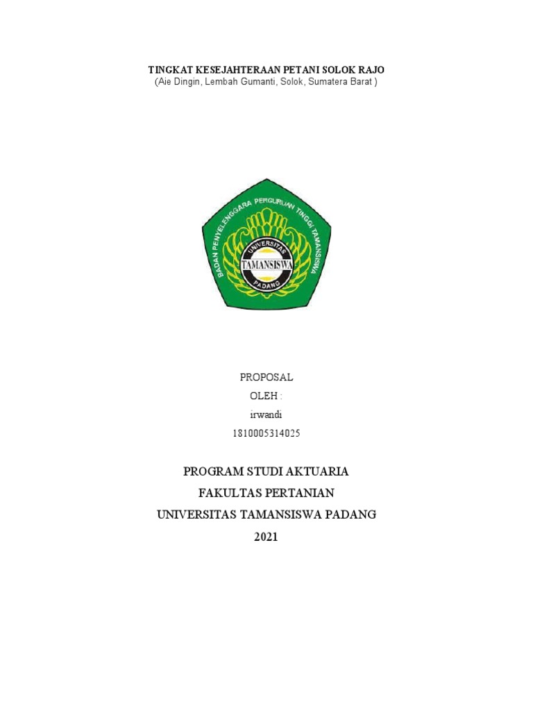 TINGKAT KESEJAHTERAAN PETANI SOLOK RAJO Irwandi | PDF | Teknologi ...