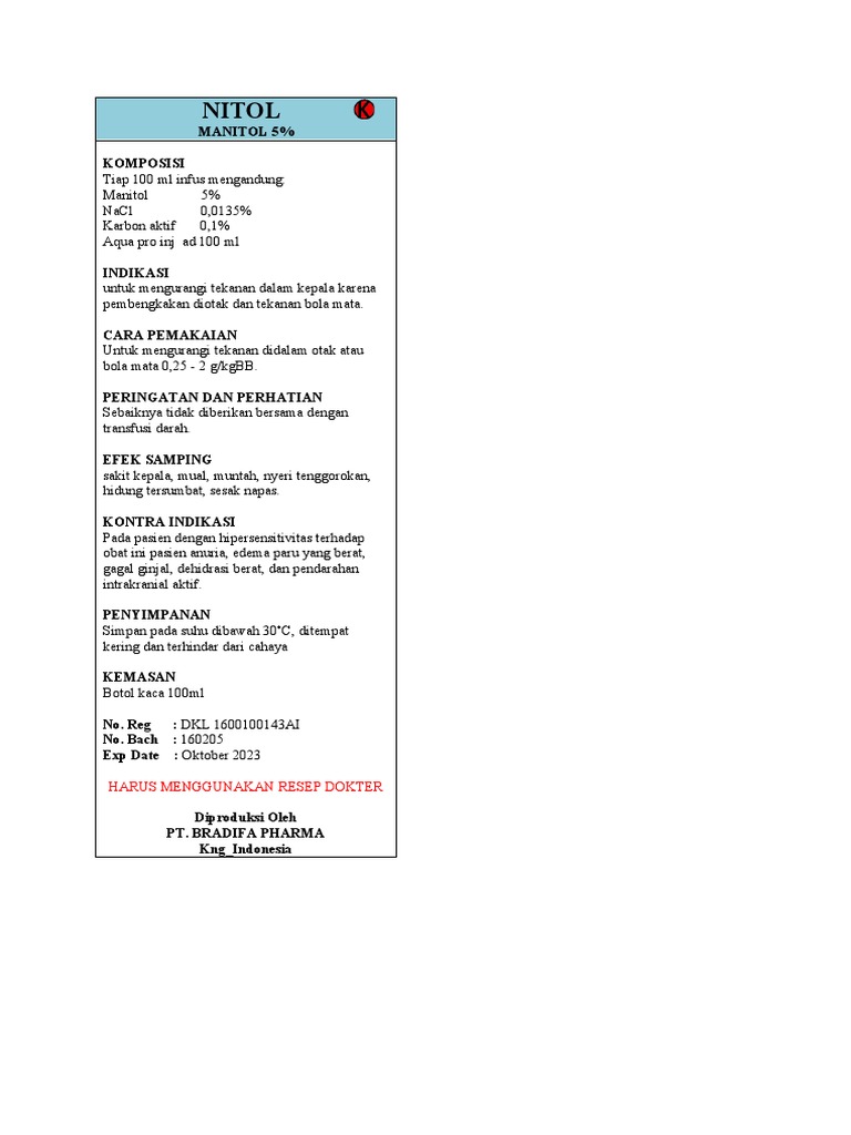 Brosur Infus Manitol | PDF