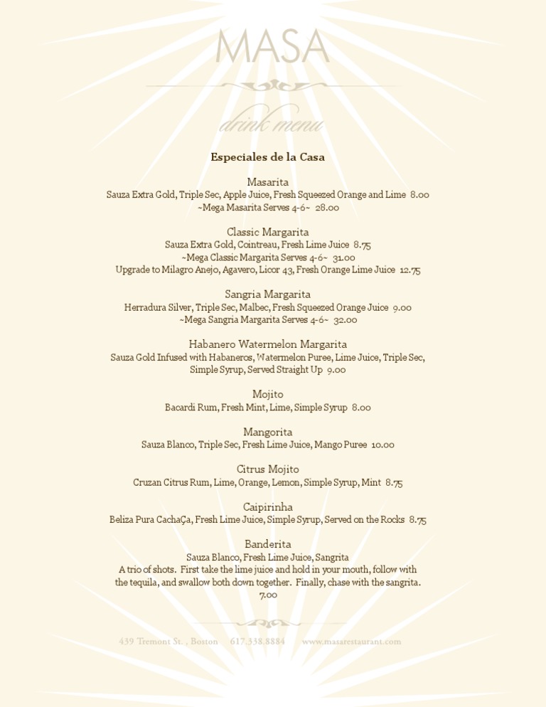 Signature Margaritas and Cocktails Menu | PDF