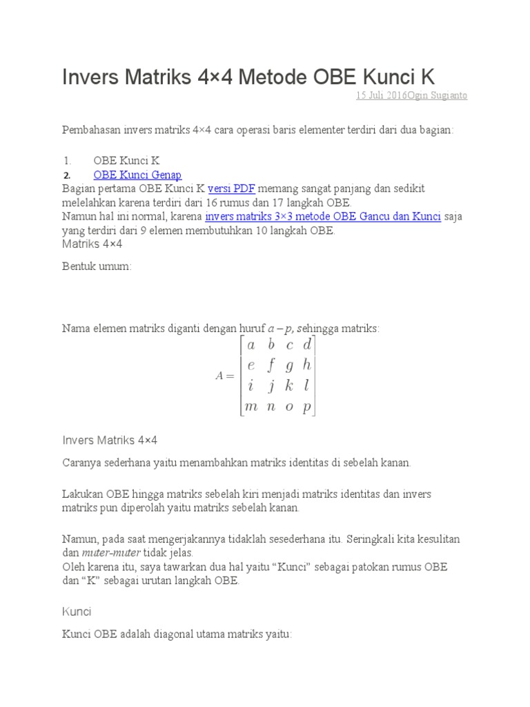 Invers Matriks | PDF