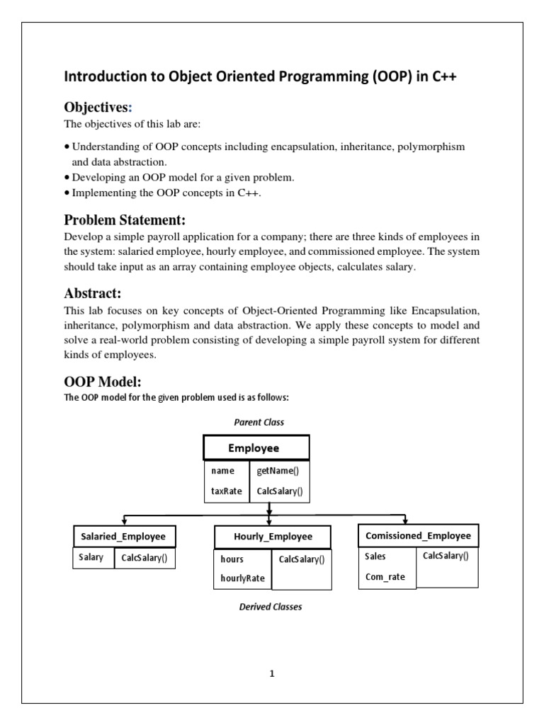 Introduction To Object Oriented Programming Oop In C Objectives