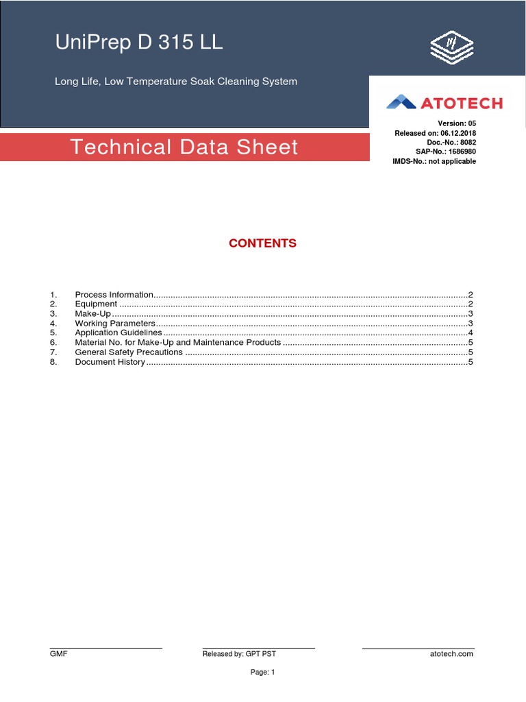 UniPrep - D - 315 - LL - (DS) Doc (SWA122382a8c343c) | PDF ...