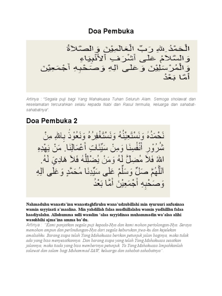 Doa Pembuka dan Penutup Acara | PDF