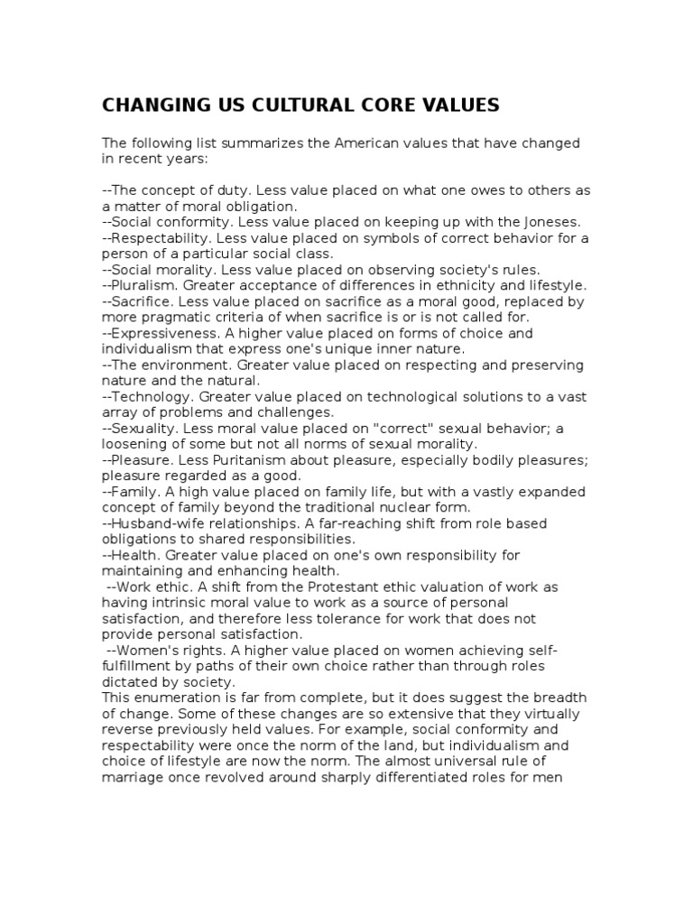 Changing and Enduring US Values | PDF | Value (Ethics) | Liberty
