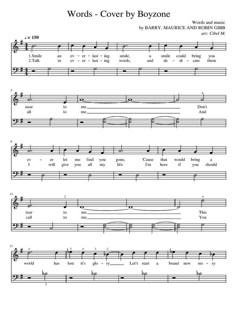 Words - Cover by Boyzone: Words and Music by Barry, Maurice and Robin ...
